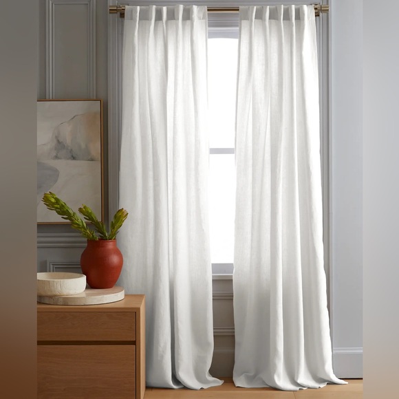 Quince | Accents | Quince European Linen Light Filtering Curtains White ...